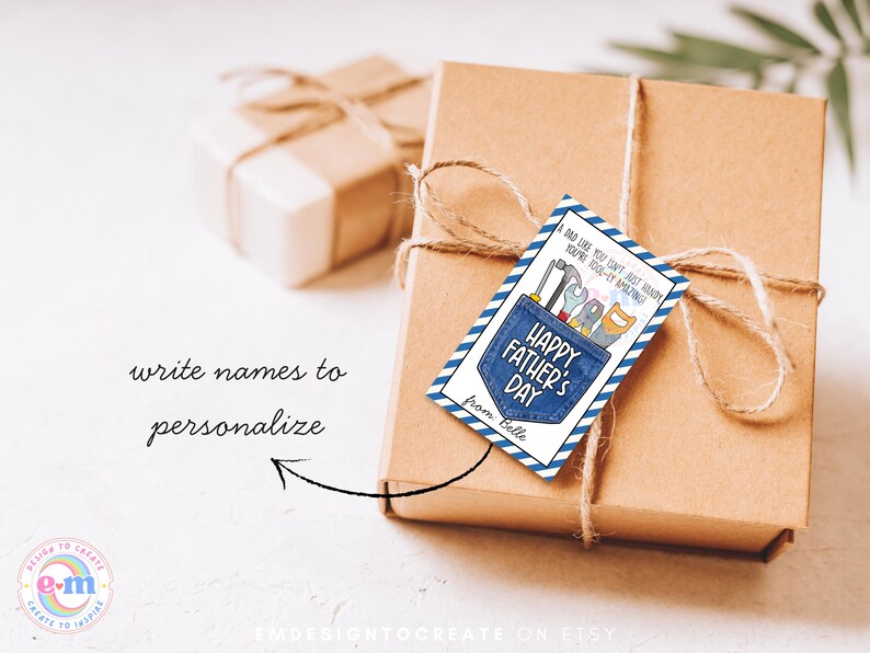 Father's Day Gift Tag, PRINTABLE Happy Father's Day Treat Tag, Toolbox ...