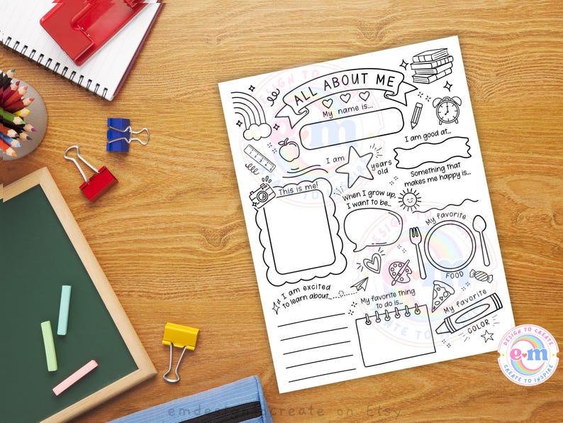 All About Me Worksheet PRINTABLE, Back to School Kids Activity, First ...