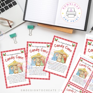 Legend of the Candy Cane Printable Tags, Kids Christian Treat Tag ...