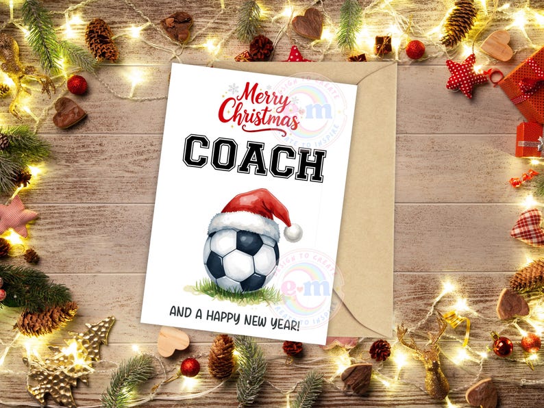 Christmas Card for Soccer Coach, Printable Soccer Coach Christmas Card ...