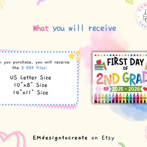 First Day of 2nd Grade Sign PRINTABLE, First Day of School Sign, Back ...