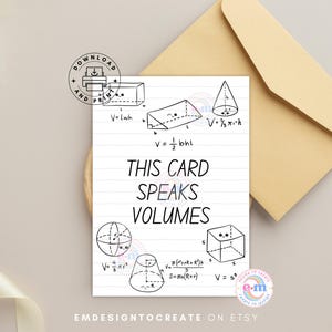 This Card Speaks Volumes, Printable Math Humor Greeting Card ...