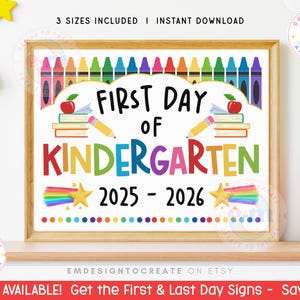 First Day of Kindergarten Sign, PRINTABLE First Day of School Sign ...