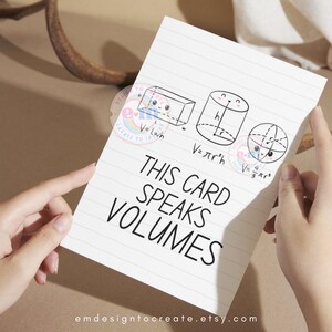This Card Speaks Volumes, Printable Math Humor Greeting Card ...