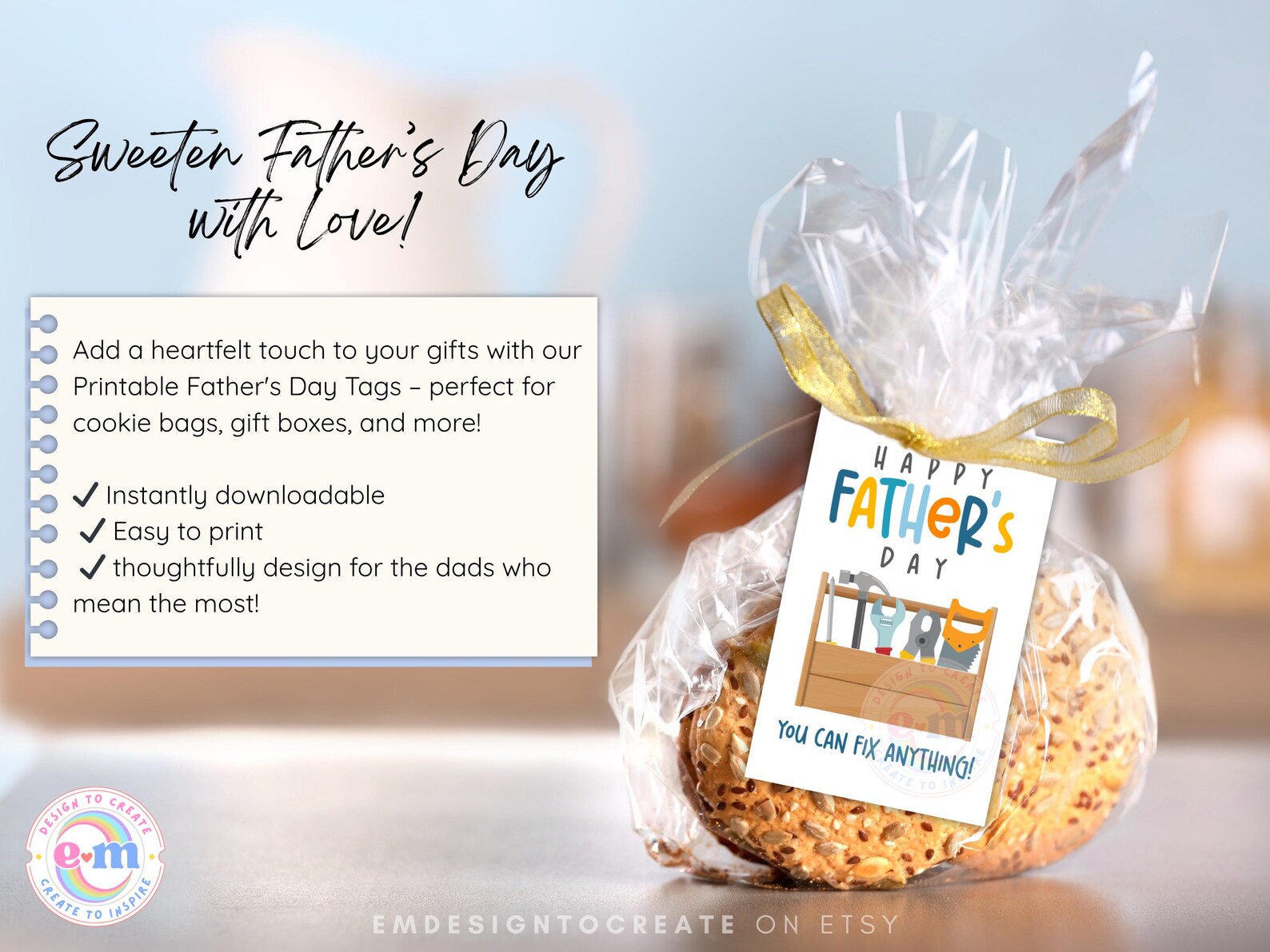 PRINTABLE Father's Day Tags, Happy Father's Day Gift Tag, Customized ...