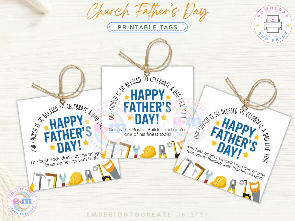 PRINTABLE Church Father's Day Gift Tags, Happy Fathers Day Tags for ...