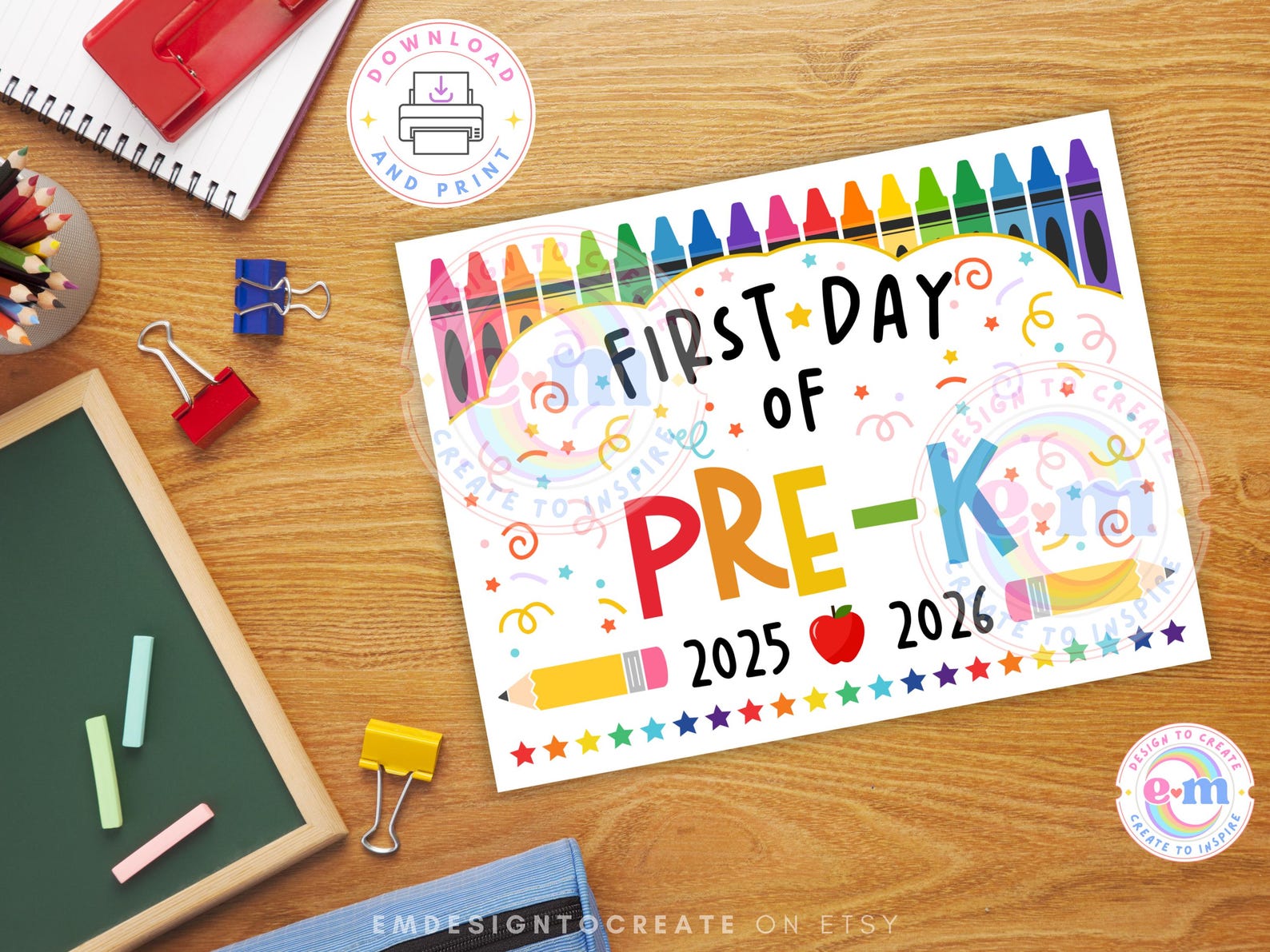 First Day of Pre-k Sign, PRINTABLE First Day of School Sign, 2025 Back ...