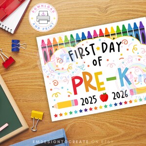 First Day of Pre-k Sign, PRINTABLE First Day of School Sign, 2025 Back ...