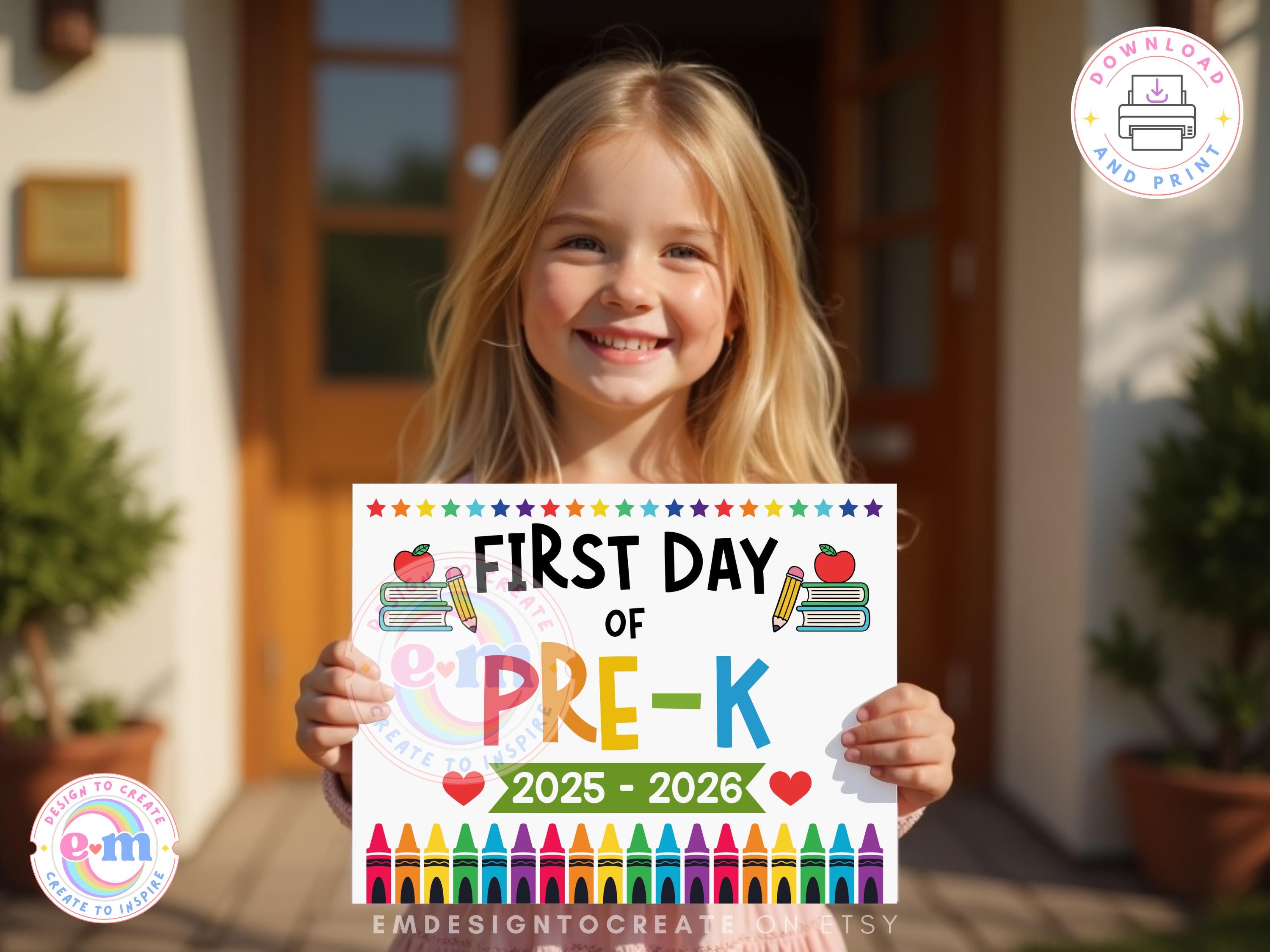 PRINTABLE First Day of Pre-k Sign, First Day of School Sign Preschool ...