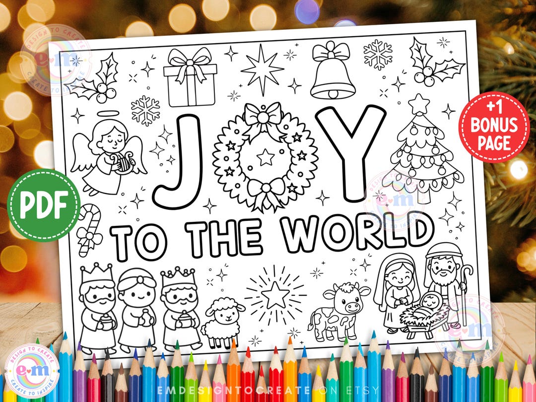 Nativity Coloring Page Printable - Joy to the World Birth of Jesus ...