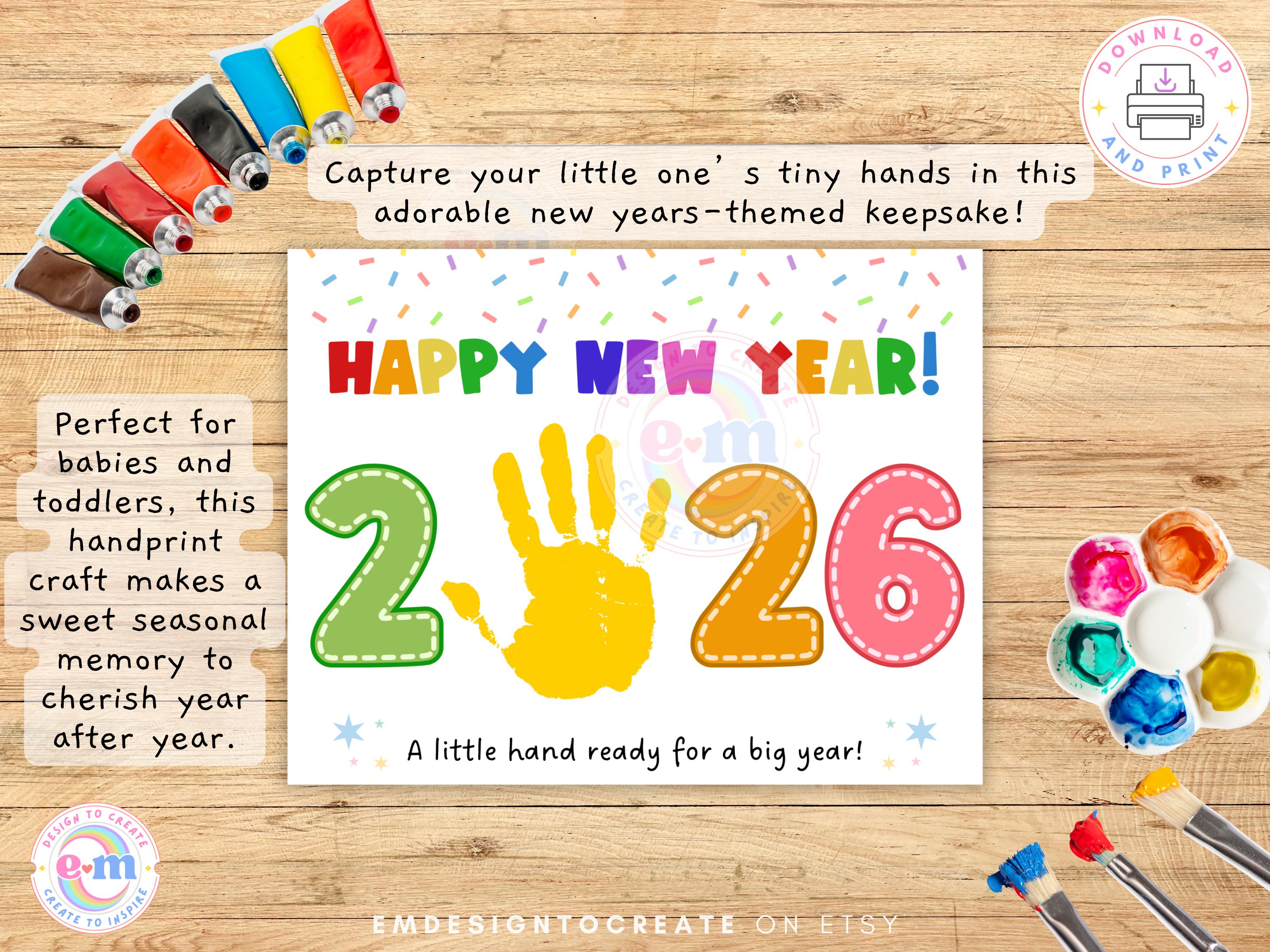 New Year 2026 Handprint Craft, Printable New Years Handprint Art ...