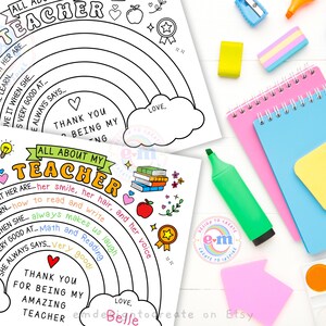 Teacher Appreciation Week Printable for Kids, All About My Teacher ...