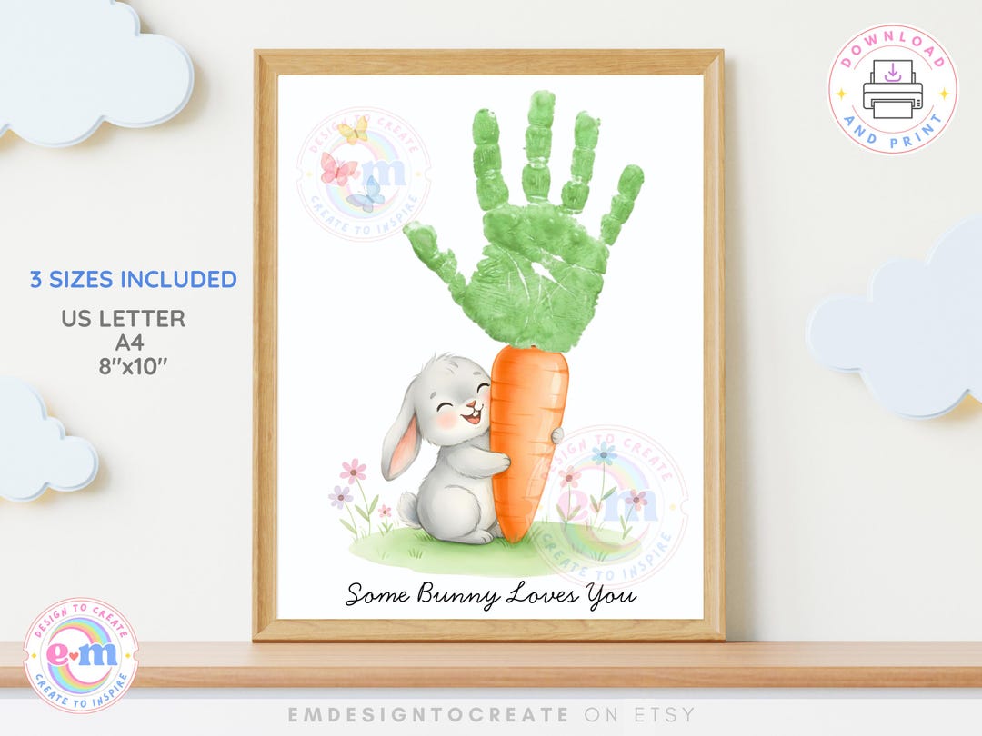 Easter Bunny Handprint Art Printable, Some Bunny Loves You Handprint ...