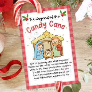 Legend of the Candy Cane Printable Tags, Kids Christian Treat Tag ...