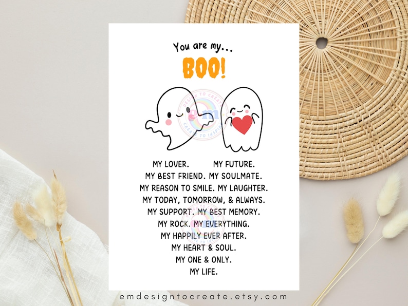 You Are My Boo Card, Printable Sweet Halloween Ghost Card, Happy ...