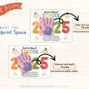First Day of School 2025 Handprint Art, PRINTABLE Back to School ...