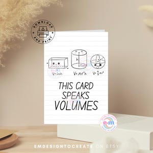 This Card Speaks Volumes, Printable Math Humor Greeting Card ...