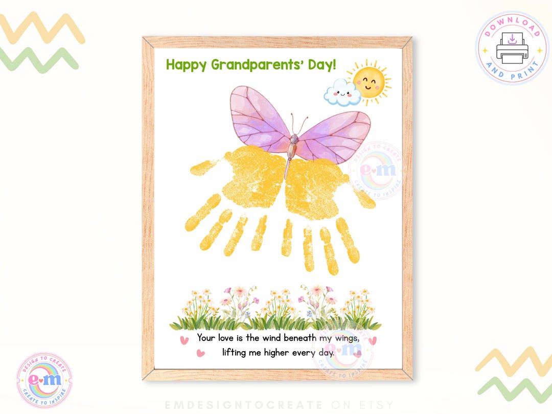 Grandparents Day Handprint Craft, PRINTABLE Handprint Art Poem Template ...