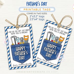 Father's Day Gift Tag, PRINTABLE Happy Father's Day Treat Tag, Toolbox ...