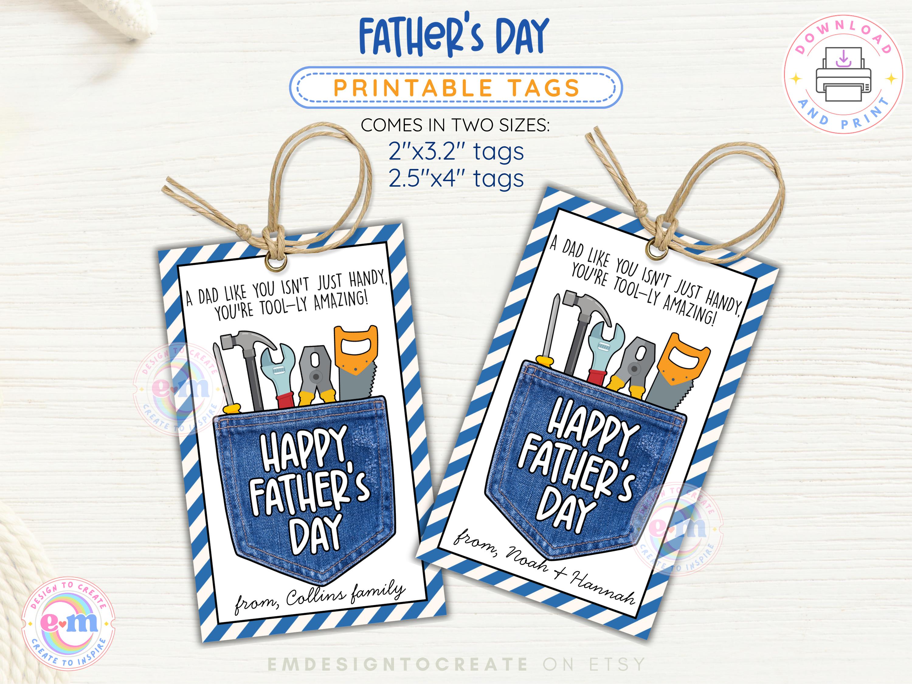 Father's Day Tags, PRINTABLE Happy Father's Day Gift Tags, Toolbox ...