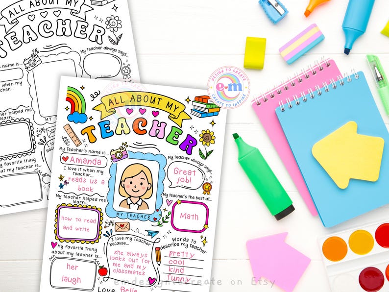 Teacher Appreciation Week Printable for Kids, All About My Teacher ...