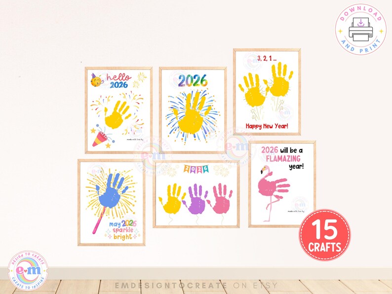 2026 New Year Handprint Craft Bundle, New Years Handprint Art for Kids ...