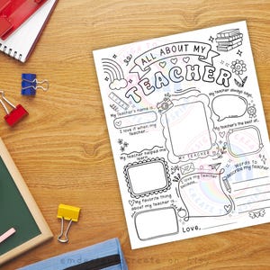 Teacher Appreciation Week Printable for Kids, All About My Teacher ...