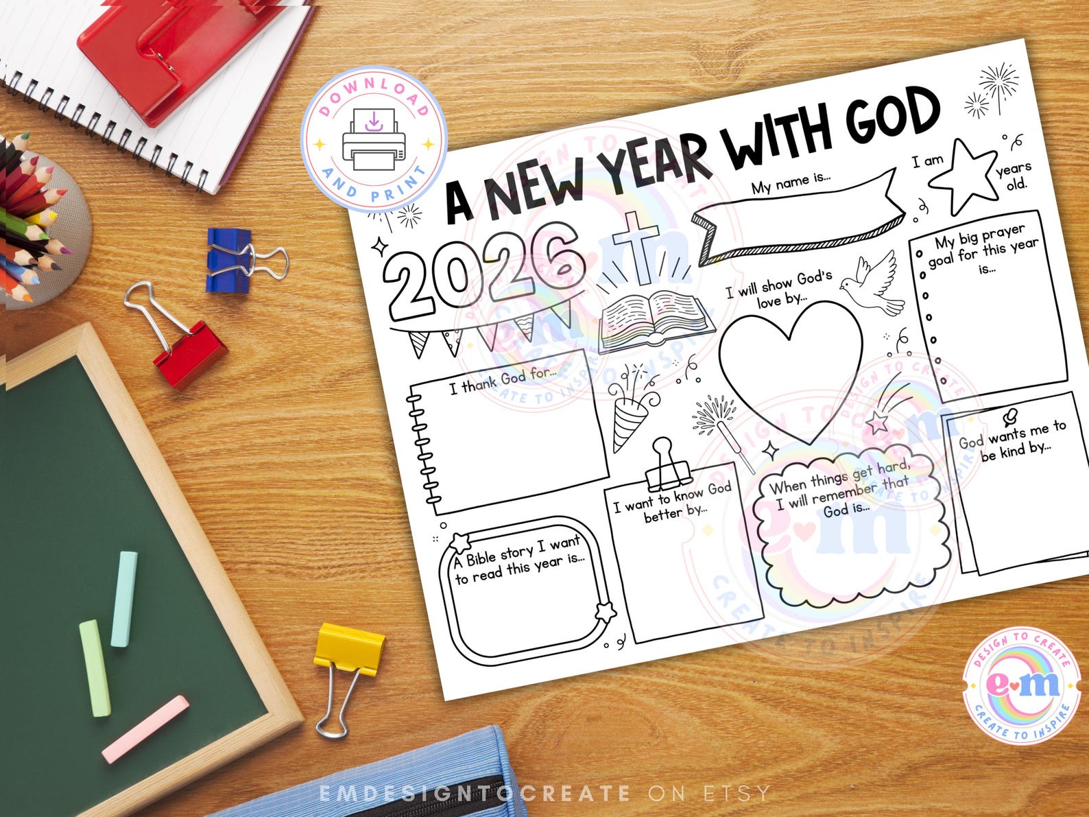 Christian Kids New Year’s Resolution Printable: New Year Goals ...