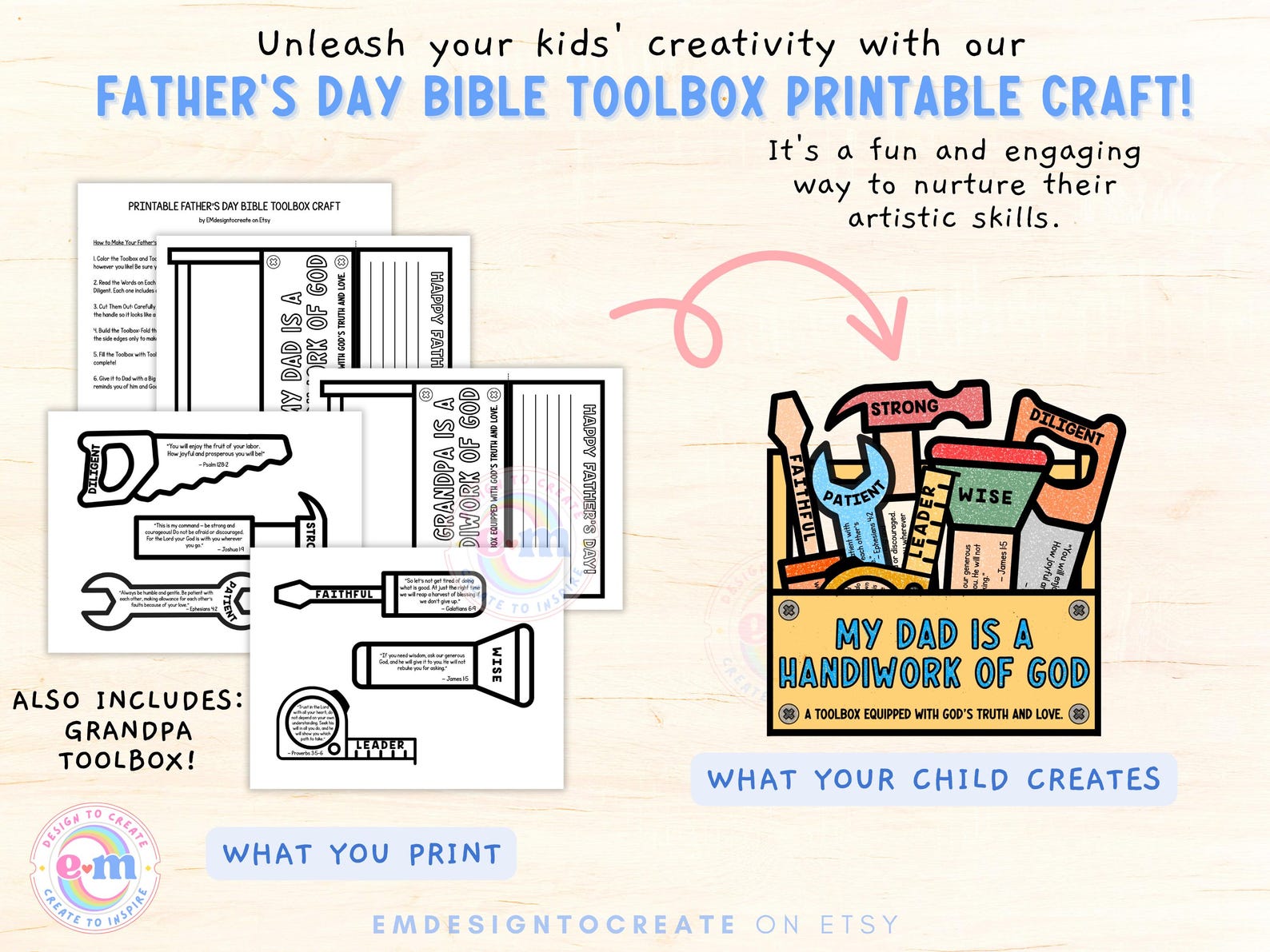 Toolbox for Dad Father's Day Bible Craft, Sunday School Bible Verse ...