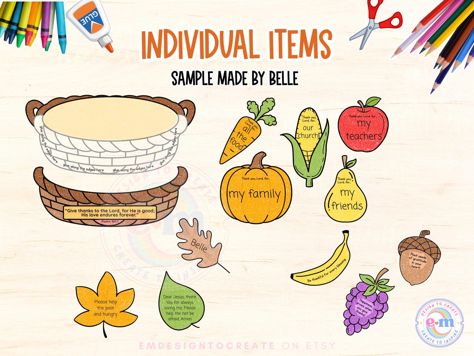 Fall Bible Craft for Kids, Harvest of Thanks Printable Bible Lesson ...