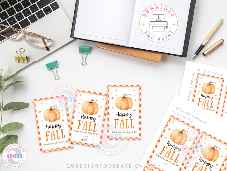 Happy Fall Gift Tags, Printable Teacher and Staff Appreciation Tags ...