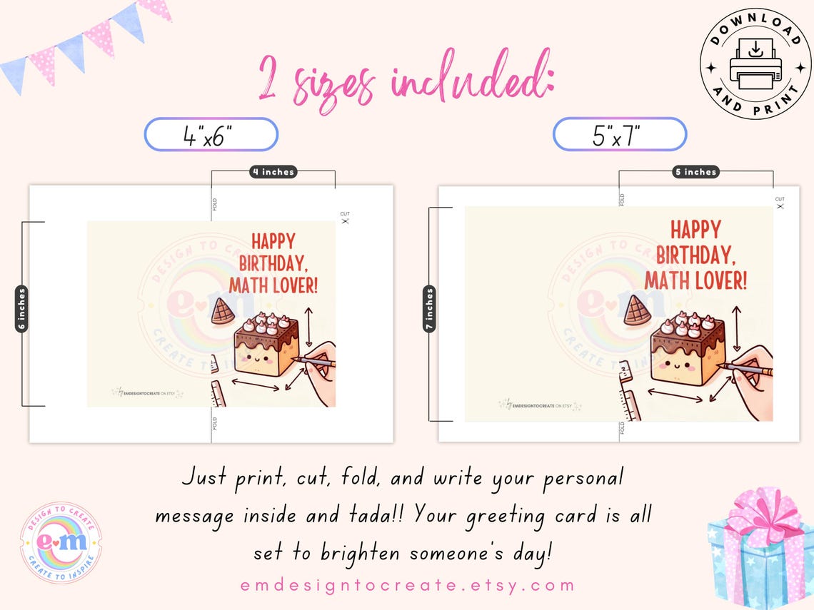 Cute Birthday Card for Math Lover, Happy Birthday Greeting Card for ...
