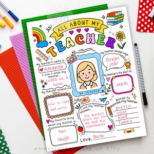 Teacher Appreciation Week Printable for Kids, All About My Teacher ...