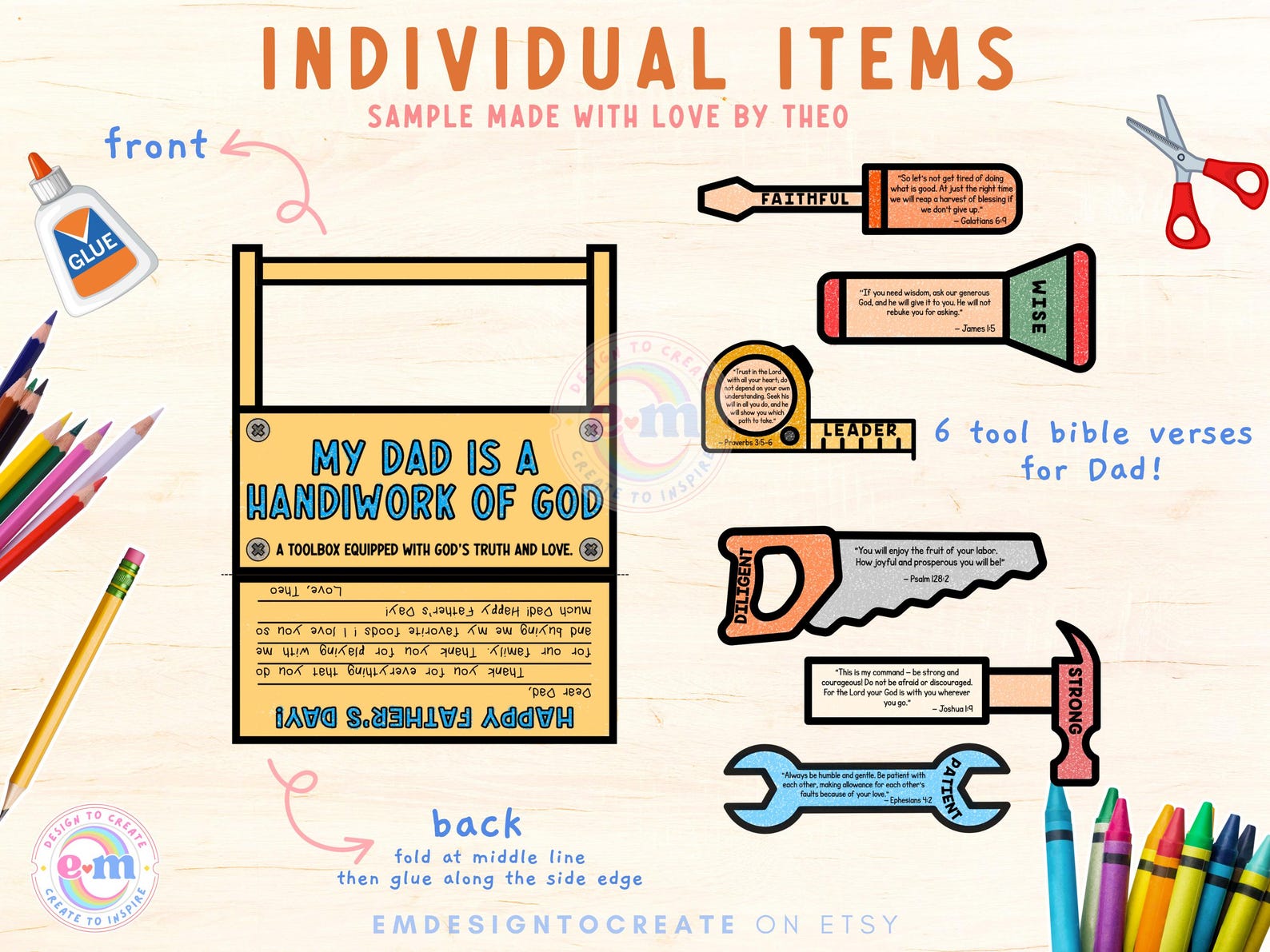 Toolbox for Dad Father's Day Bible Craft, Sunday School Bible Verse ...