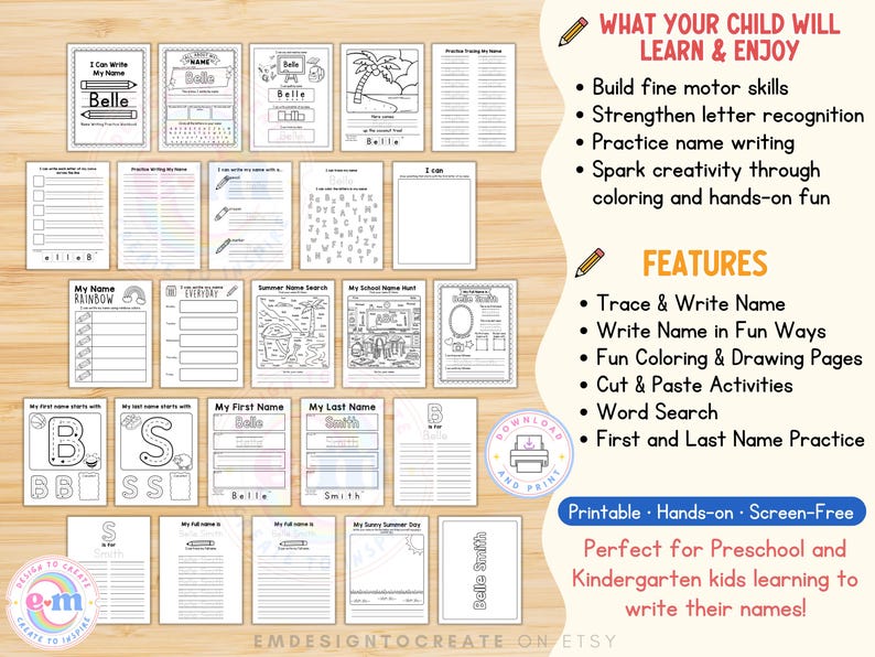 Personalized Name Tracing Workbook, Custom Handwriting Practice ...