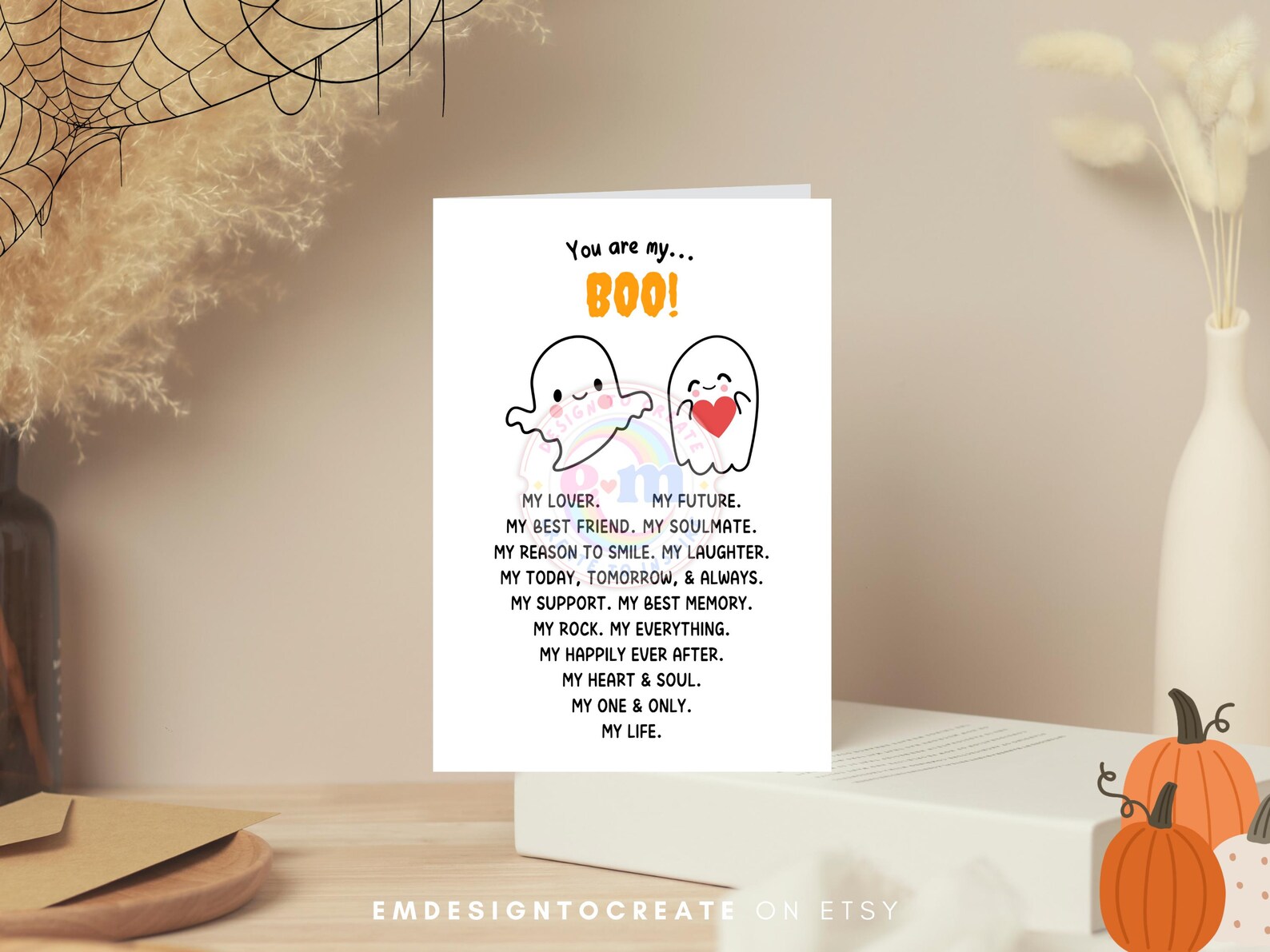 You Are My Boo Card, Printable Sweet Halloween Ghost Card, Happy ...