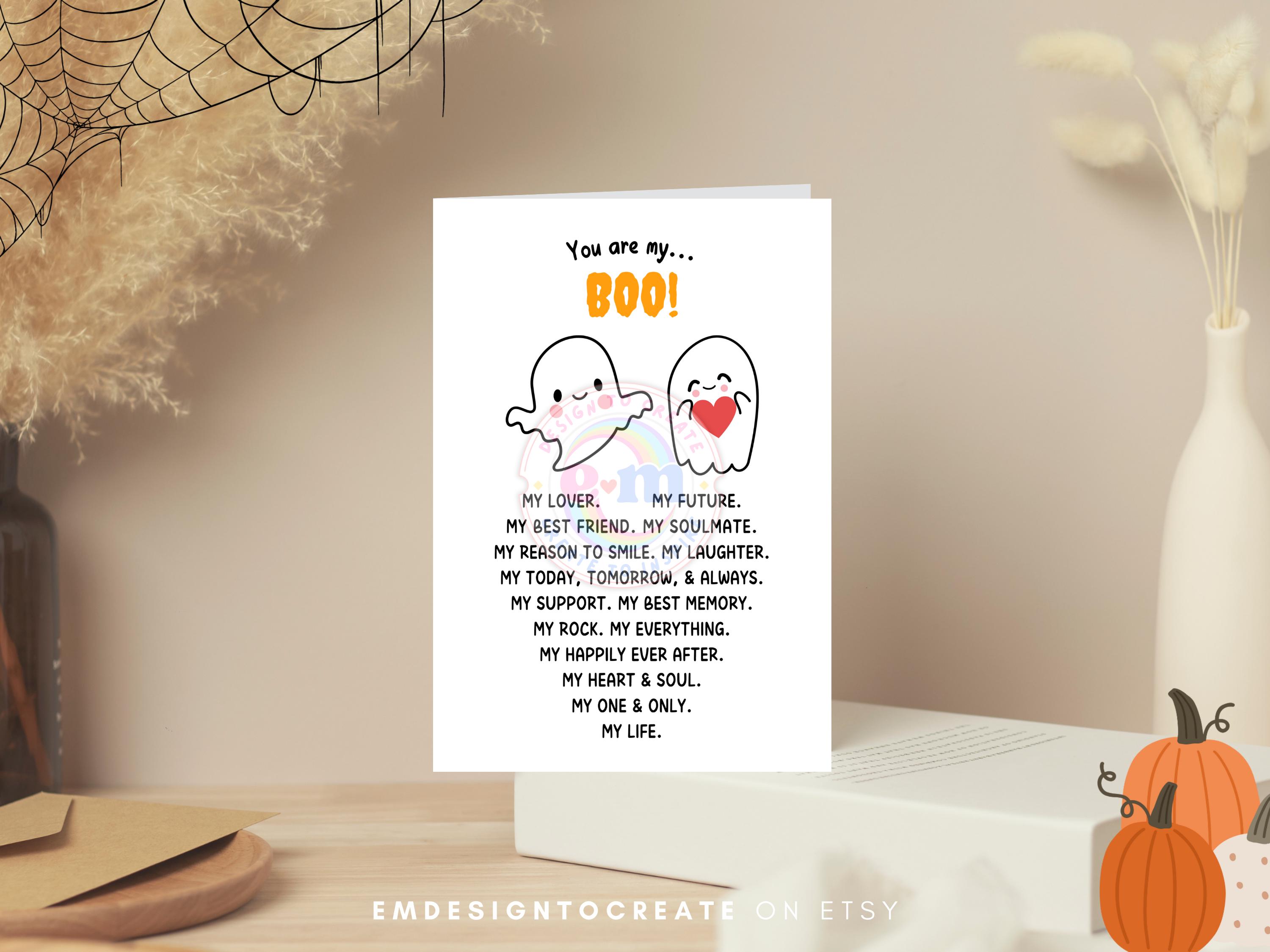 You Are My Boo Card, Printable Sweet Halloween Ghost Card, Happy ...
