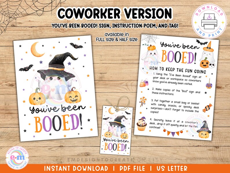You've Been Booed PRINTABLE Set - Halloween Signs, Gift Tags - Instant ...