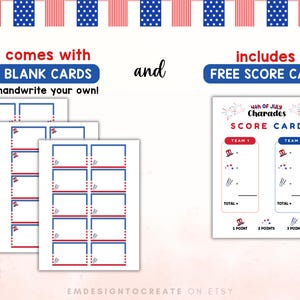 4th of July Charades, Fourth of July PRINTABLE Game Cards, Independence ...