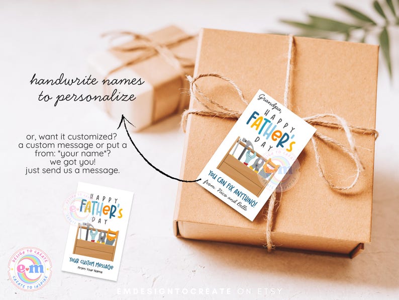 PRINTABLE Father's Day Tags, Happy Father's Day Gift Tag, Customized ...