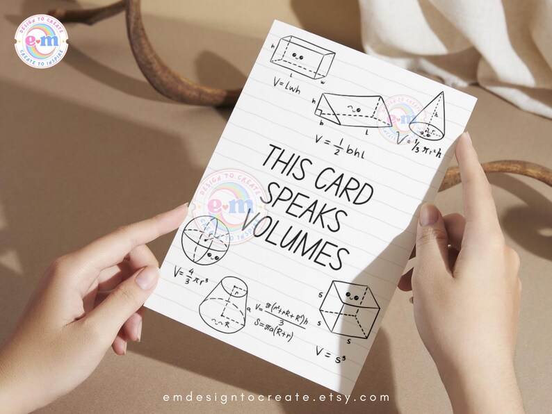 This Card Speaks Volumes, Printable Math Humor Greeting Card ...