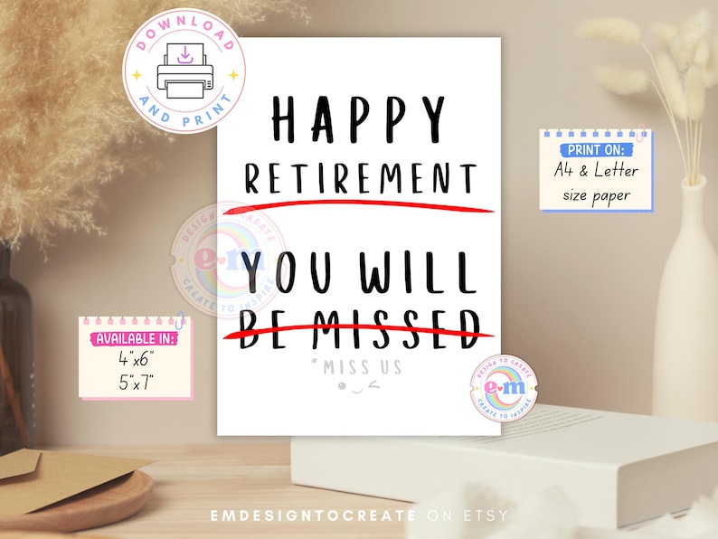 Funny Happy Retirement Card, Printable Retirement You Will Be Missed ...