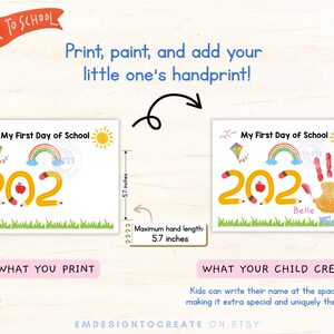 PRINTABLE First Day of School Handprint Craft, Back to School Handprint ...
