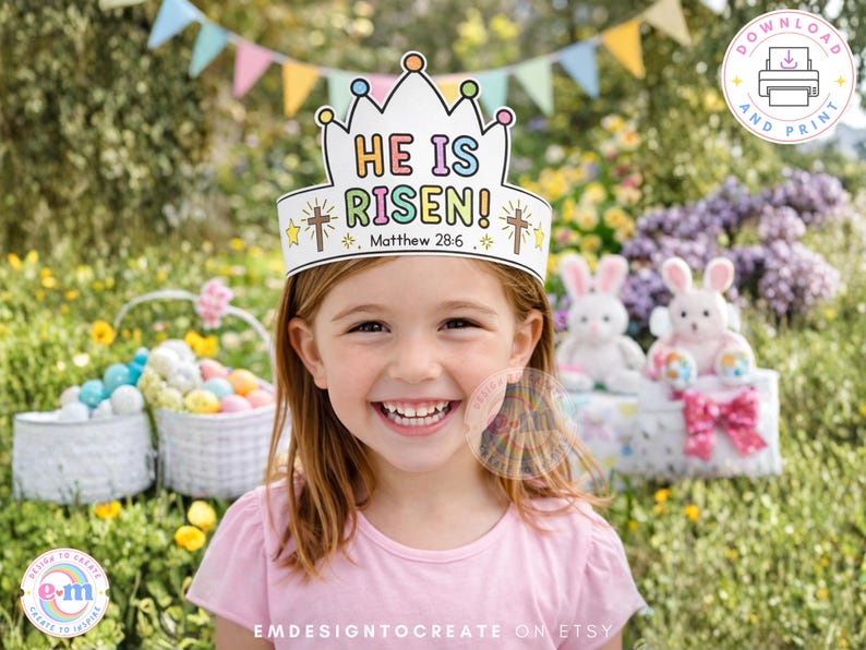 He is Risen Paper Crown Craft Printable | Christian Easter Crown for ...