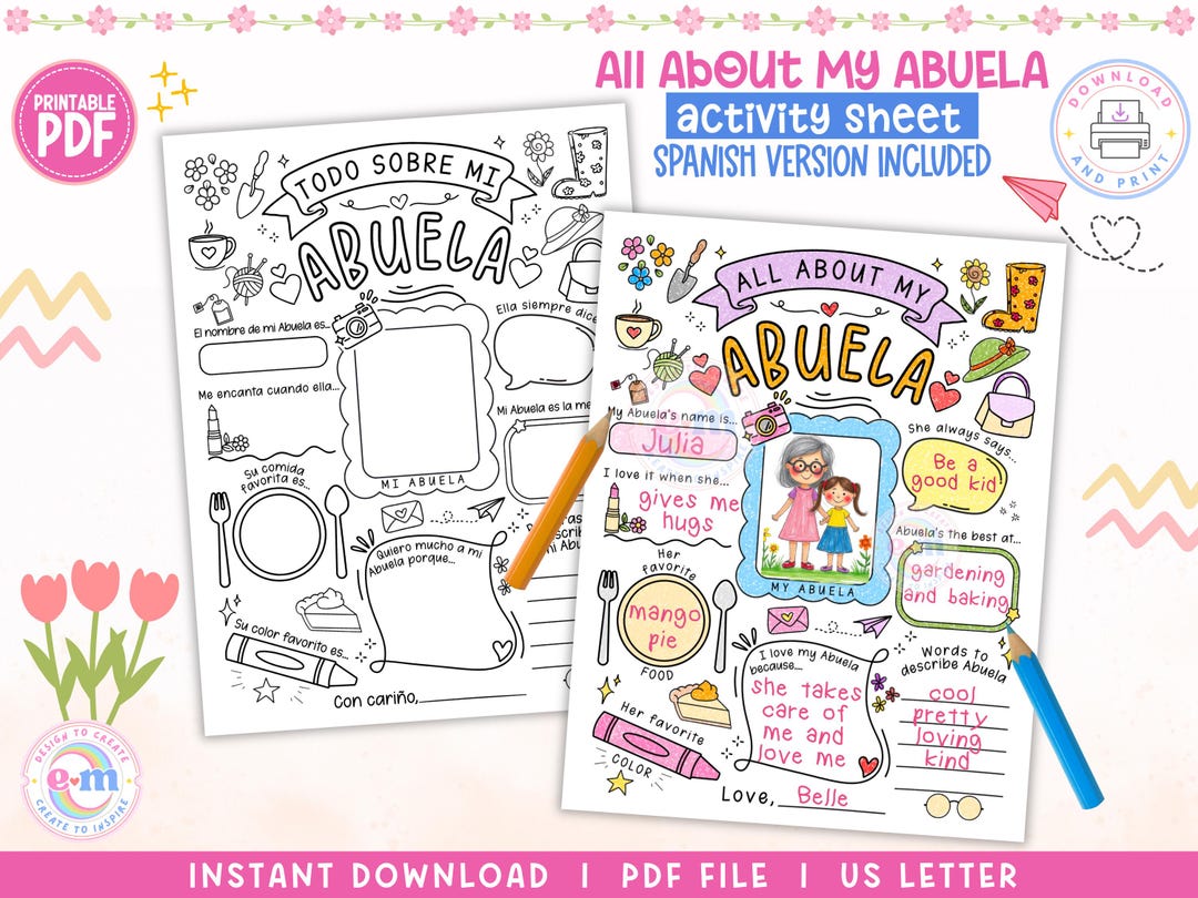 All About My Abuela PRINTABLE, Abuela Questionnaire, Mother's Day ...
