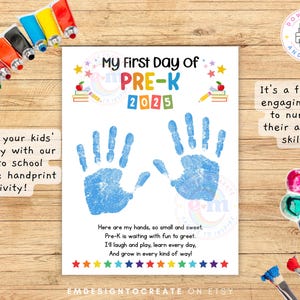 My First Day of Pre-k Handprint Art, PRINTABLE First Day of School 2025 ...