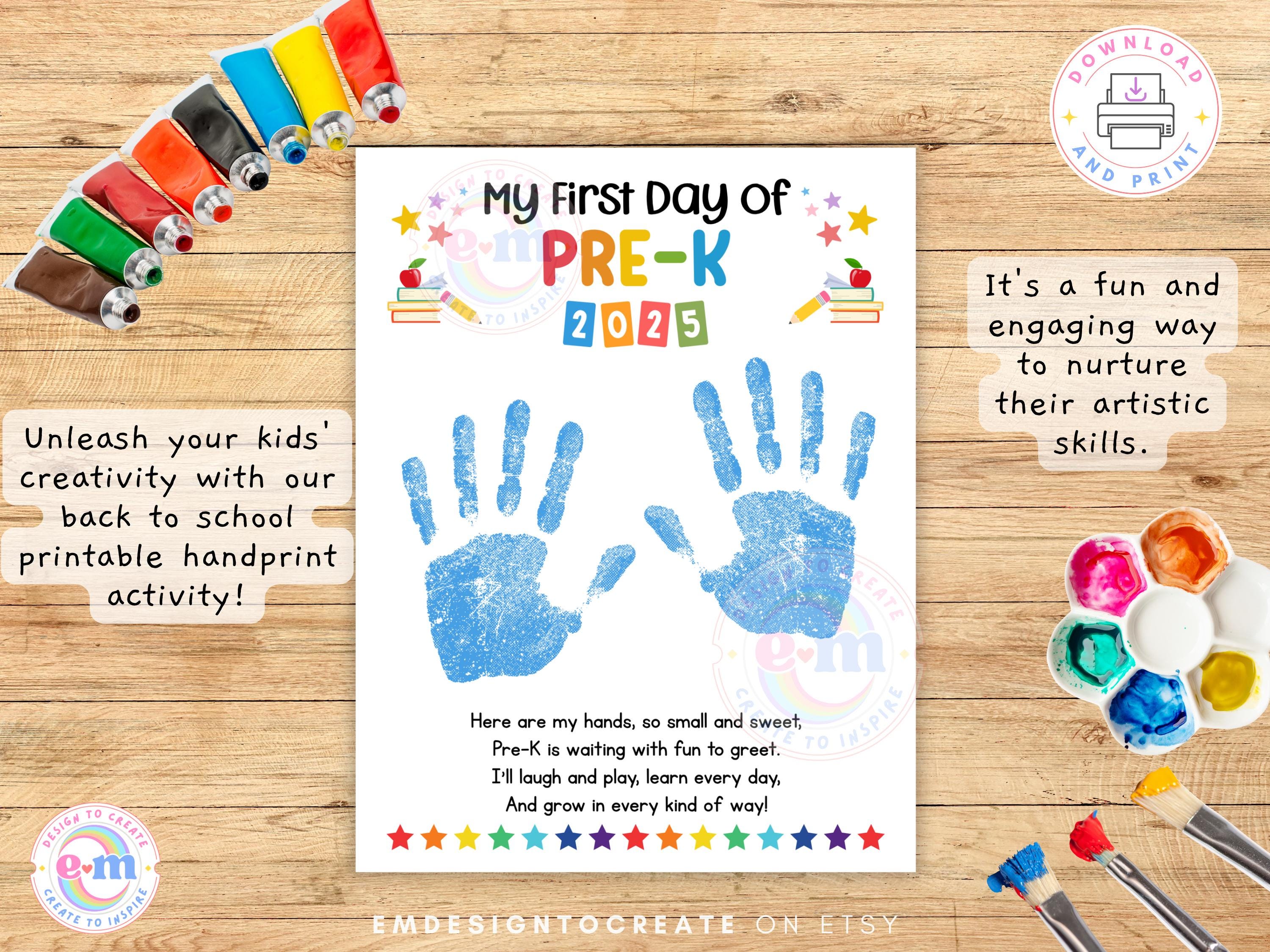My First Day of Pre-k Handprint Art, PRINTABLE First Day of School 2025 ...