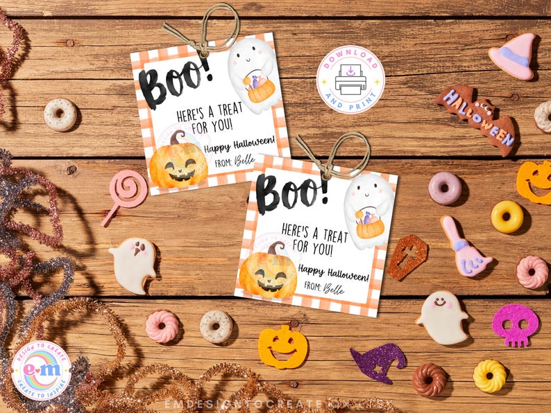 Boo Halloween Gift Tag PRINTABLE, Boo Here's A Treat for You Favor Tags ...