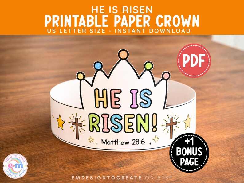 He is Risen Paper Crown Craft Printable | Christian Easter Crown for ...