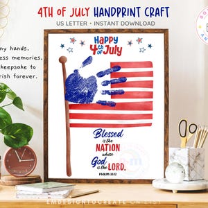 4th of July Handprint Bible Verse Craft, Printable Christian Sunday ...